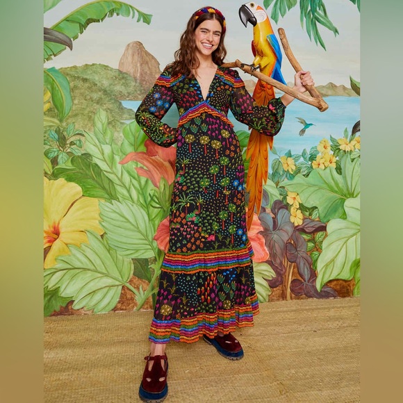 FARM Rio | Dresses | Farm Rio L Fruit Garden Maxi Dress Nwt | Poshmark